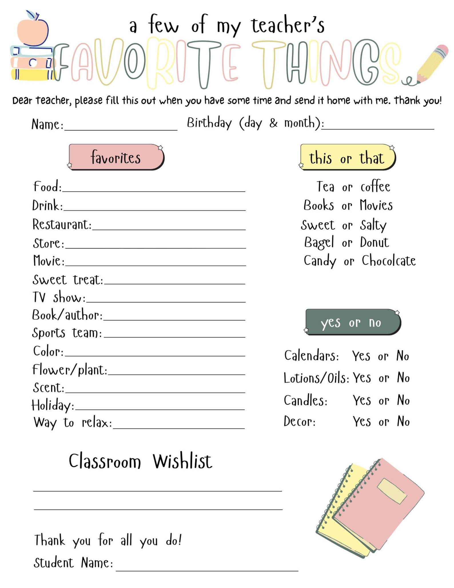 All About Teacher Printable - Etsy