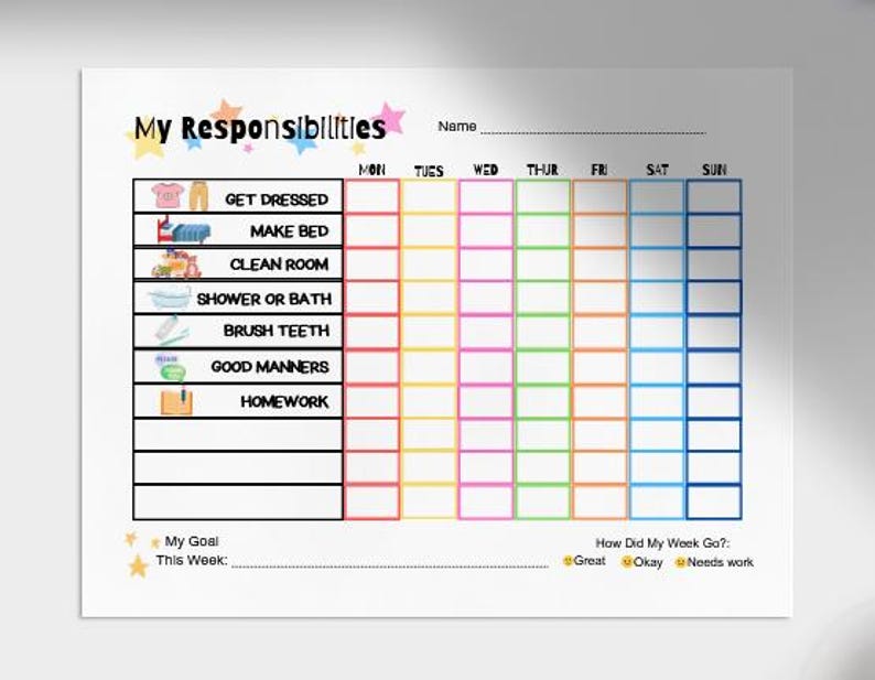 Responsibility Chart for Kids - Etsy