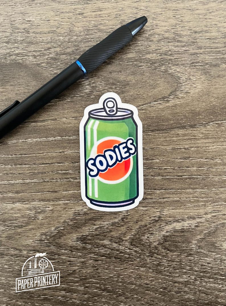 Green Soda Can Sticker, Retro Soda Pop Decal, Soda Lover Gift, Vintage ...