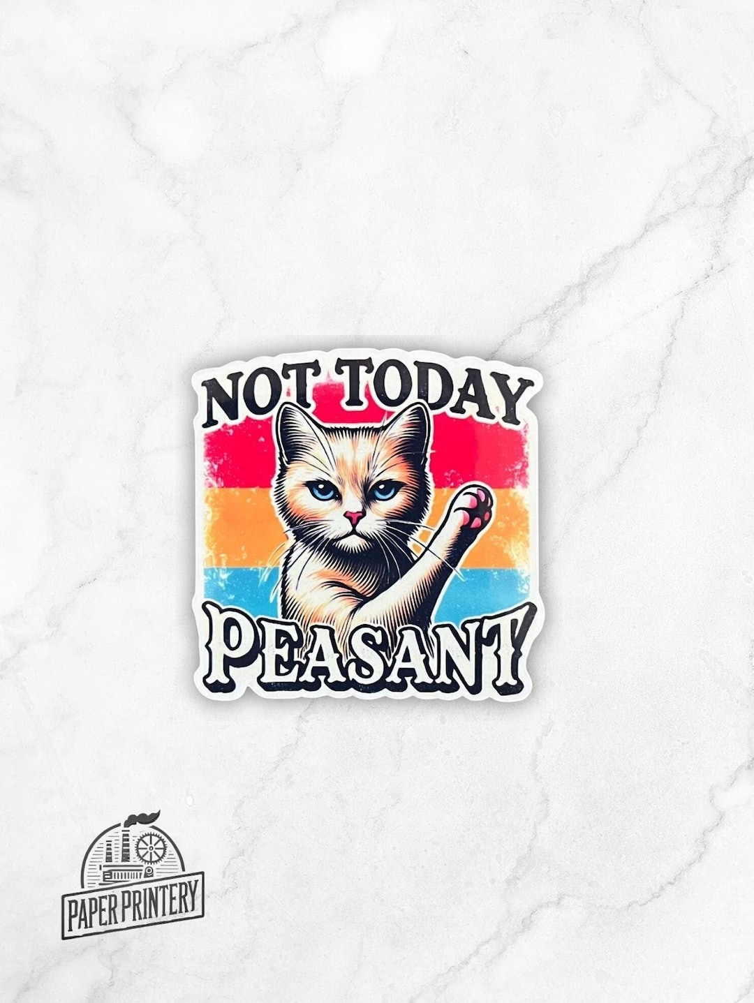 Not Today Peasant Sticker, Funny Vintage Cat Magnet, Retro Animal Meme ...