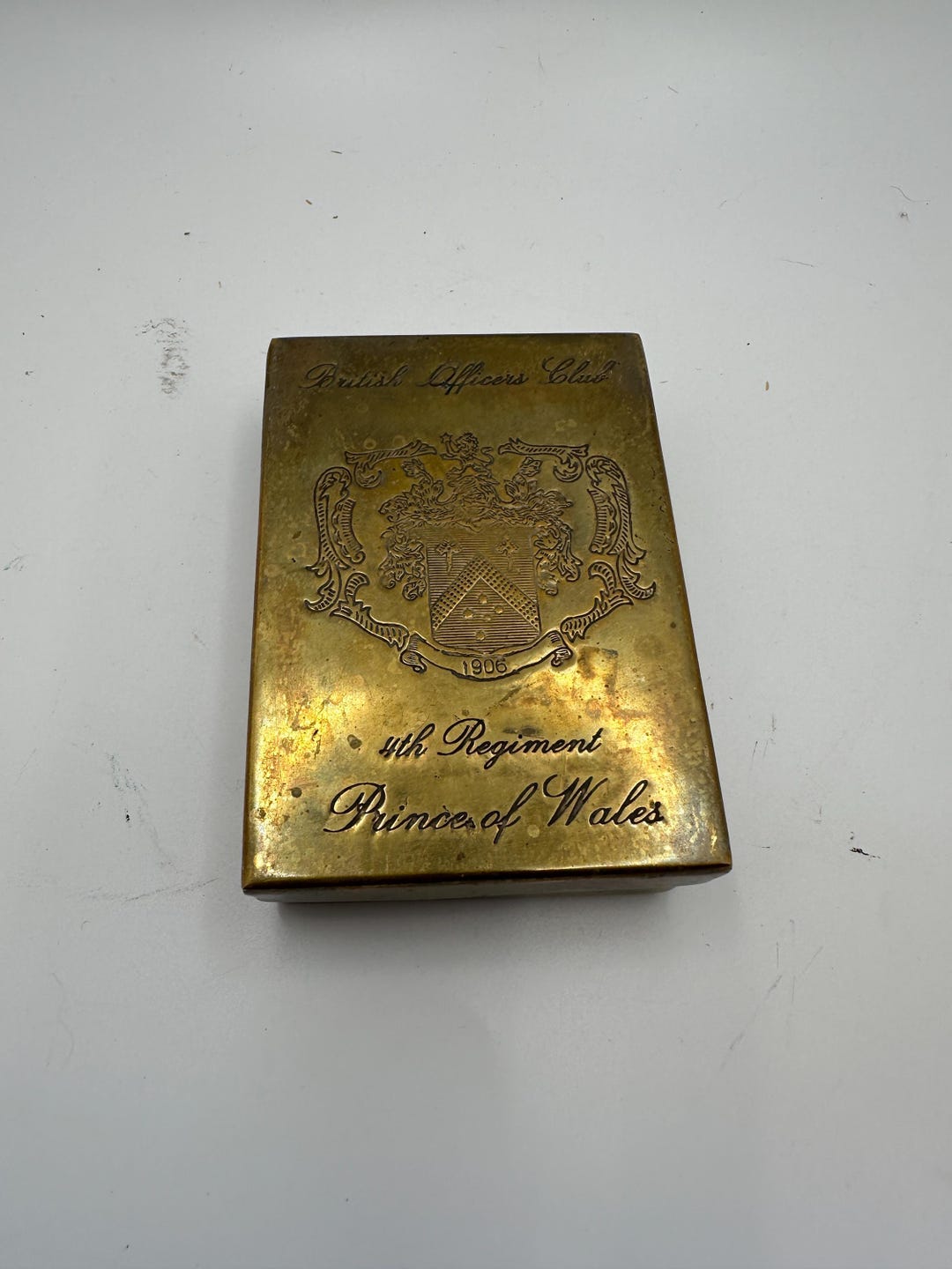 British WW1 Officers Club Cigarette Box, 4th Regiment, Prince of Whales ...