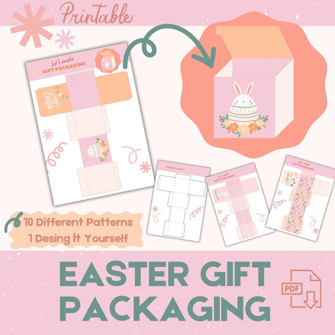 Printable Easter Diy Gift Box, Happy Easter Gift Bags, Digital Easter ...