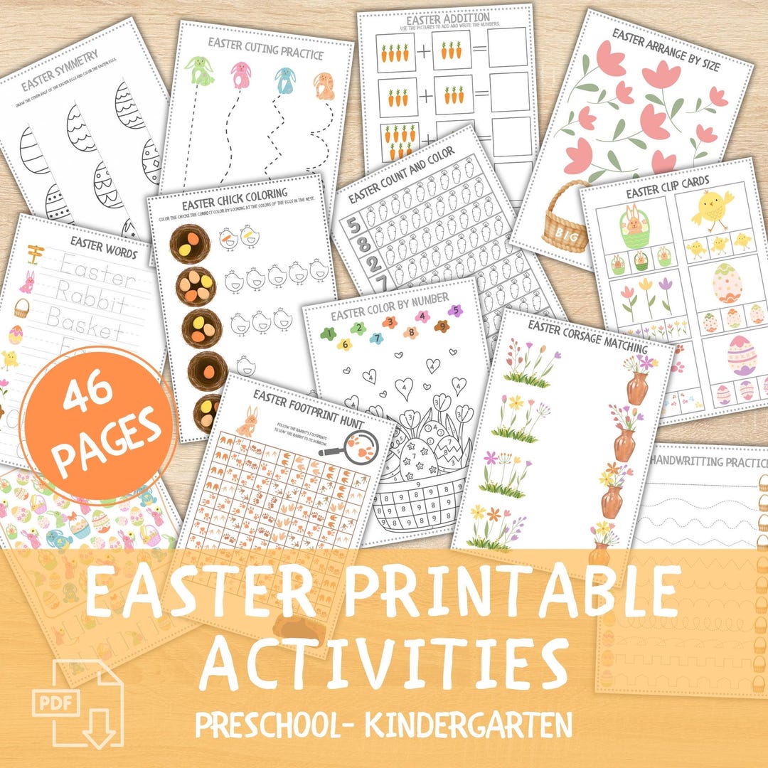 Printable Easter Preschool Activity Bundle, Spring Worksheets, March ...