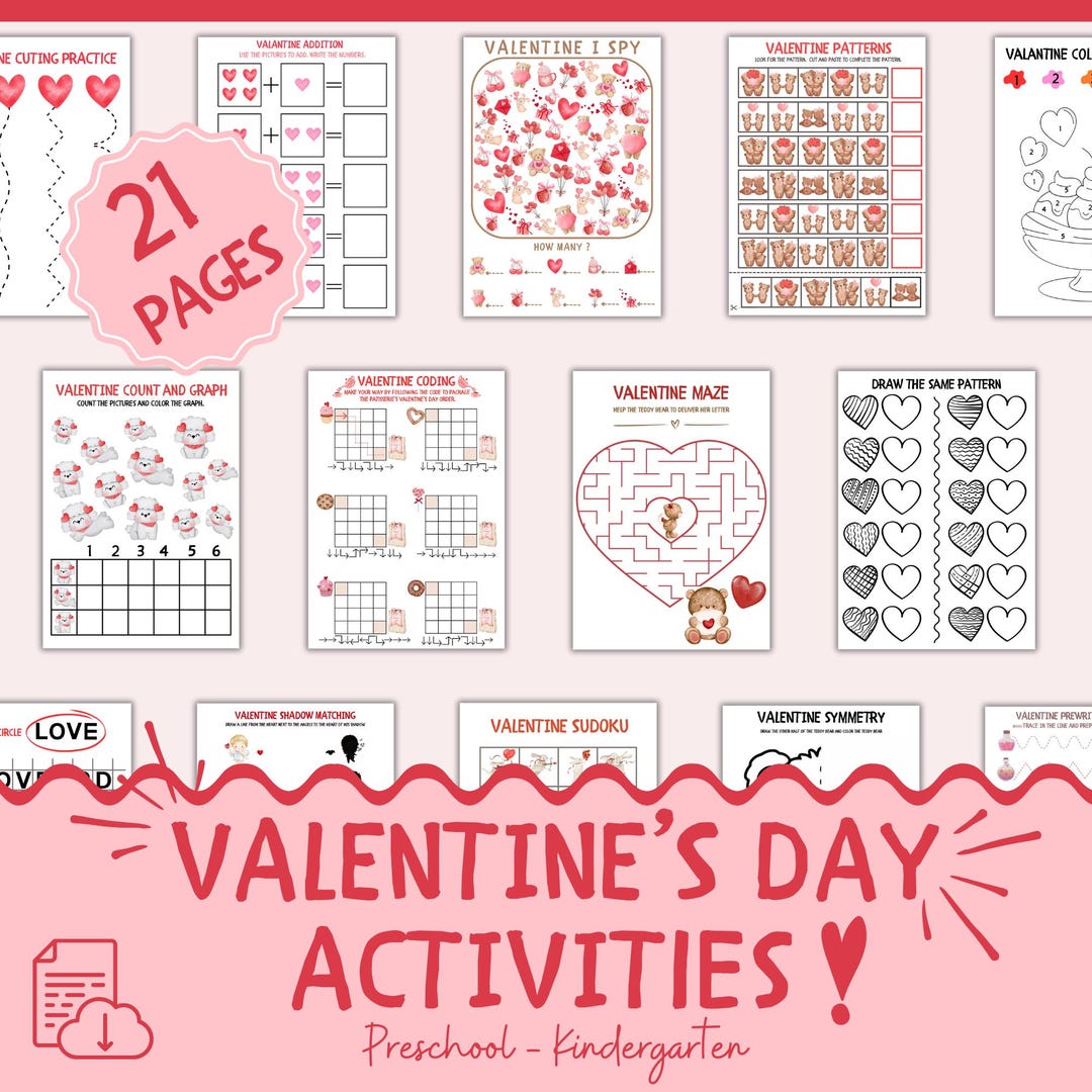Printable Valentine's Day Kid's Activities, Valentine's Day Bundle ...