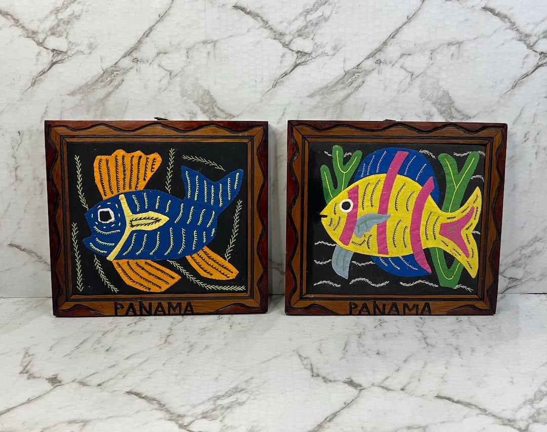 Vintage Panama Mola Kuna Fish Handmade Folk Art Textiles Framed - Etsy