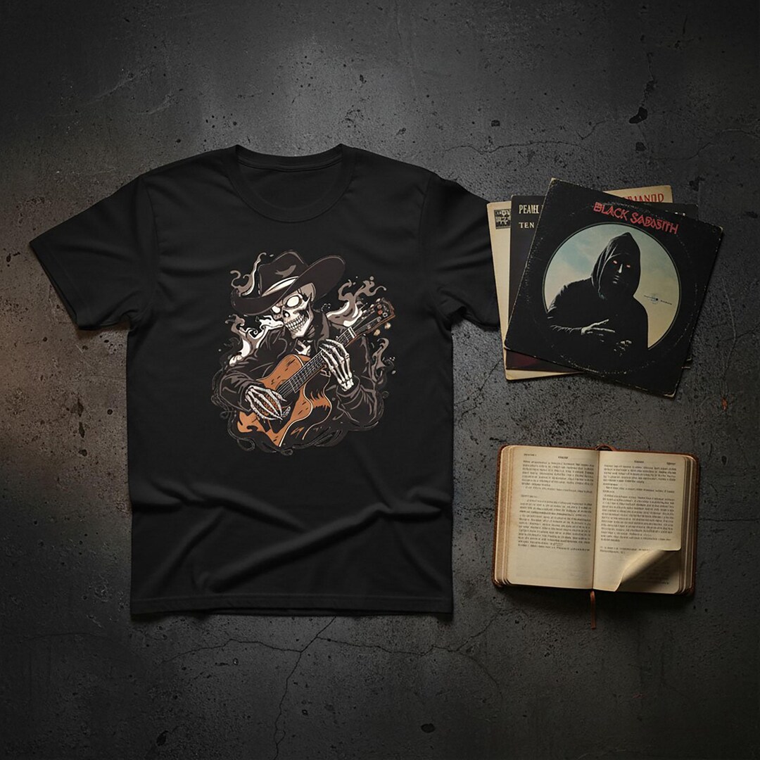 Cowboy Skeleton Guitarist T-shirt SVG PDF PNG Country Rock Graphic ...