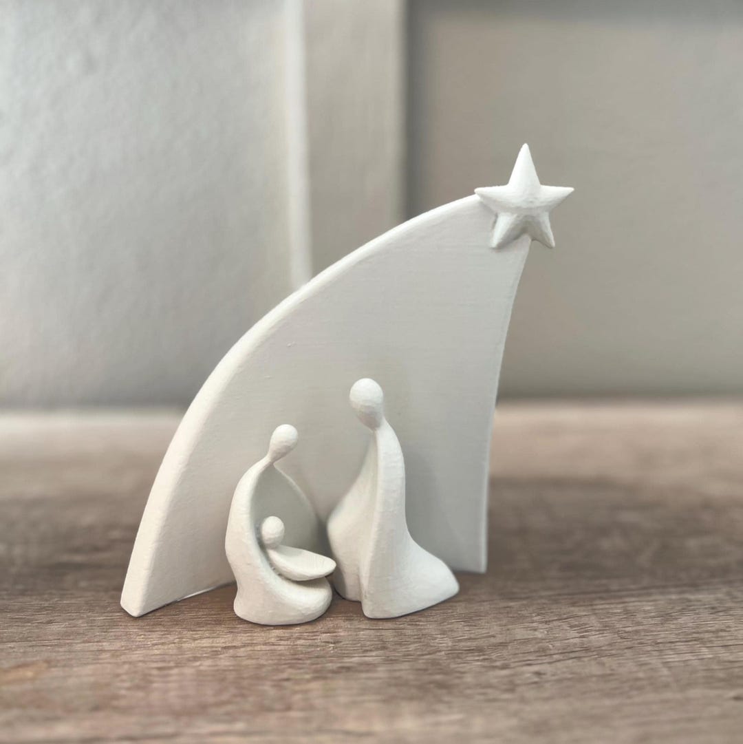 Modern Minimalist Nativity Scene – Contemporary Christmas Decor, 3D ...