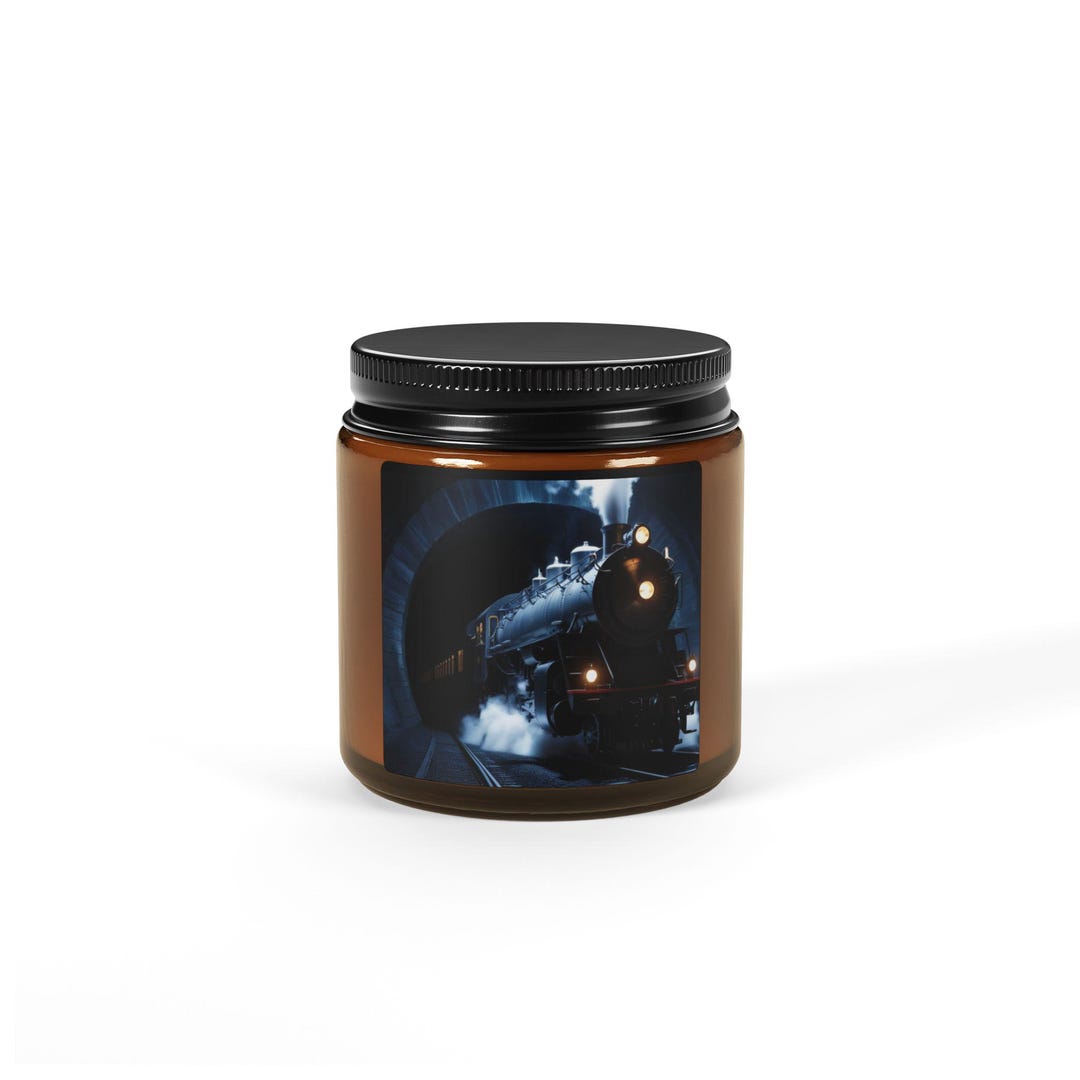 Steam Engine Leaving Tunnel Scented Soy Candle multi-size, Amber Jar - Etsy