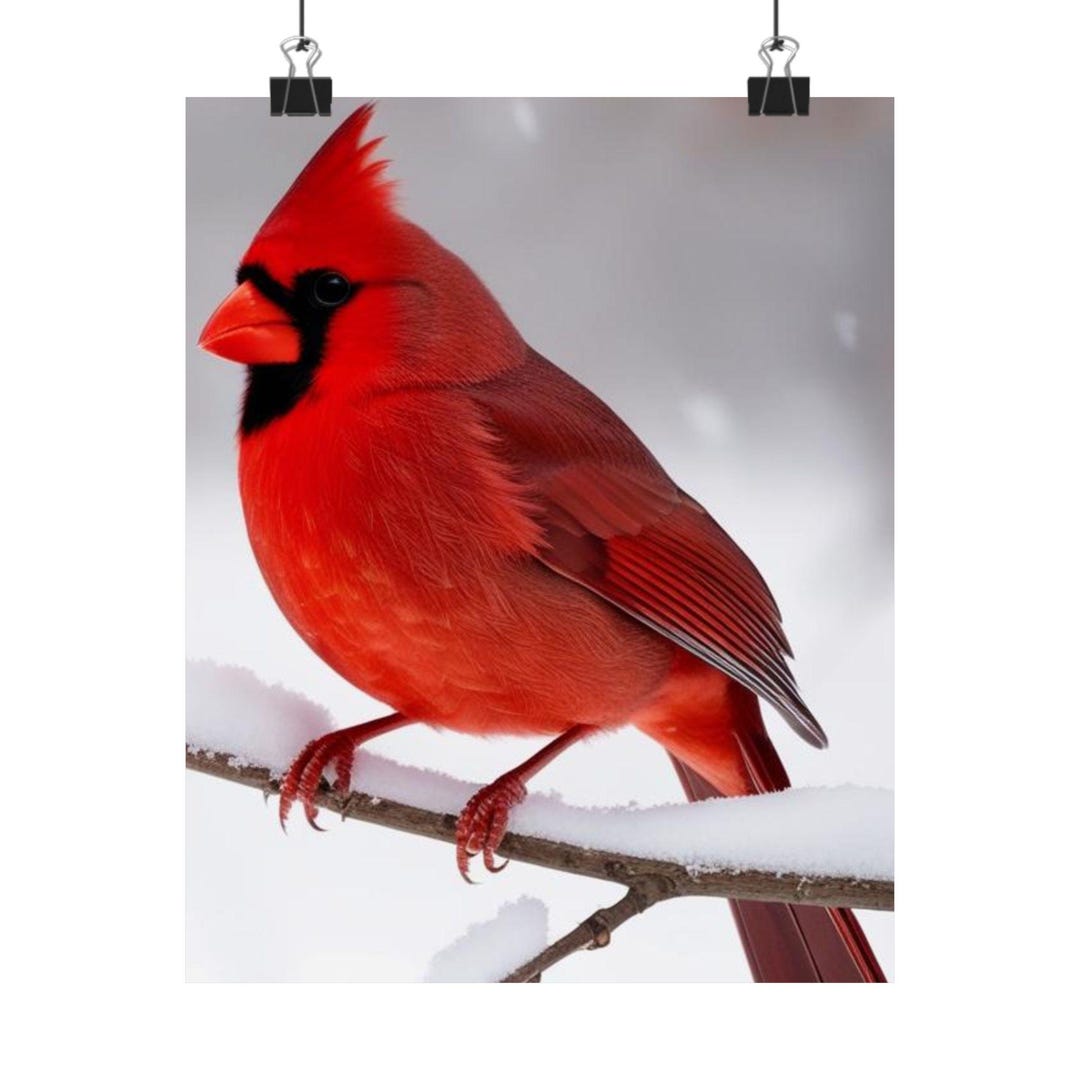Vibrant Cardinal Vertical Poster, Bird Wall Art, Nature Decor, Winter ...