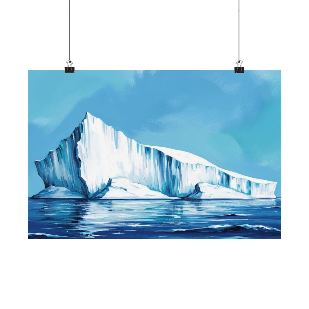 Cool Blue Iceberg Poster, Arctic Wall Art, Ocean Decor, Nature ...