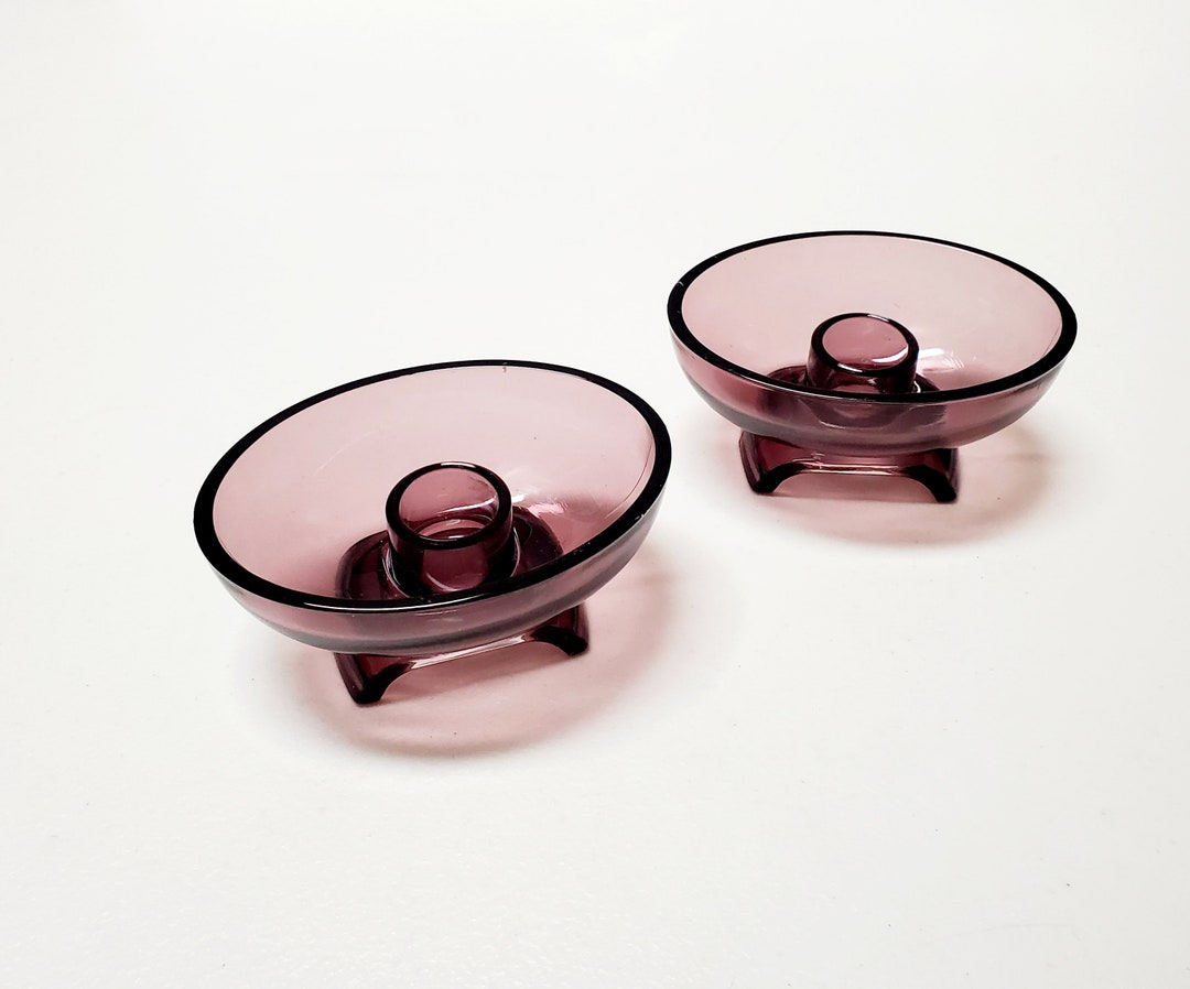 Viking Glass Scroll Candle Holders Amethyst Purple - Etsy