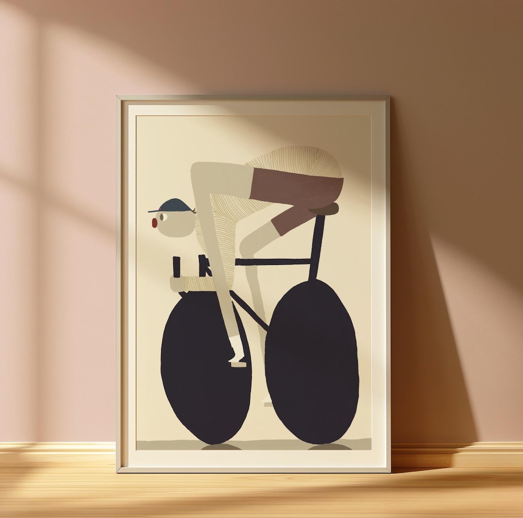 DIGITAL Minimalist Cycling Wall Art Print – Modern Abstract Bicycle ...