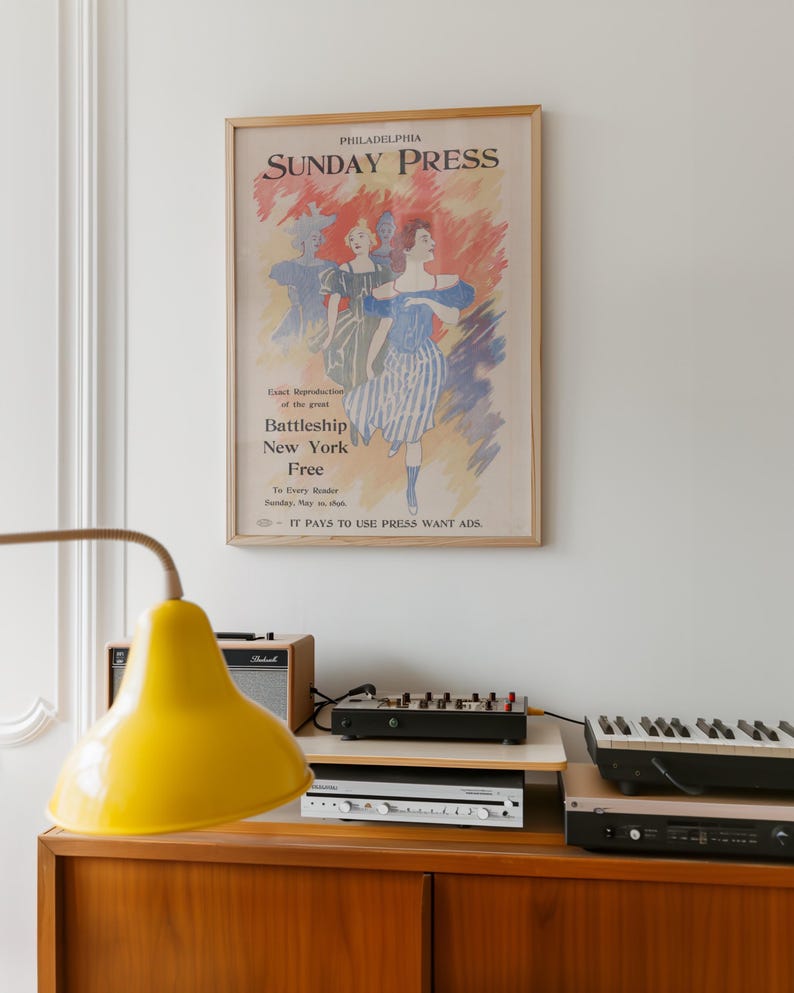 DIGITAL Vintage 1896 Sunday Press Poster – Art Nouveau Newspaper ...