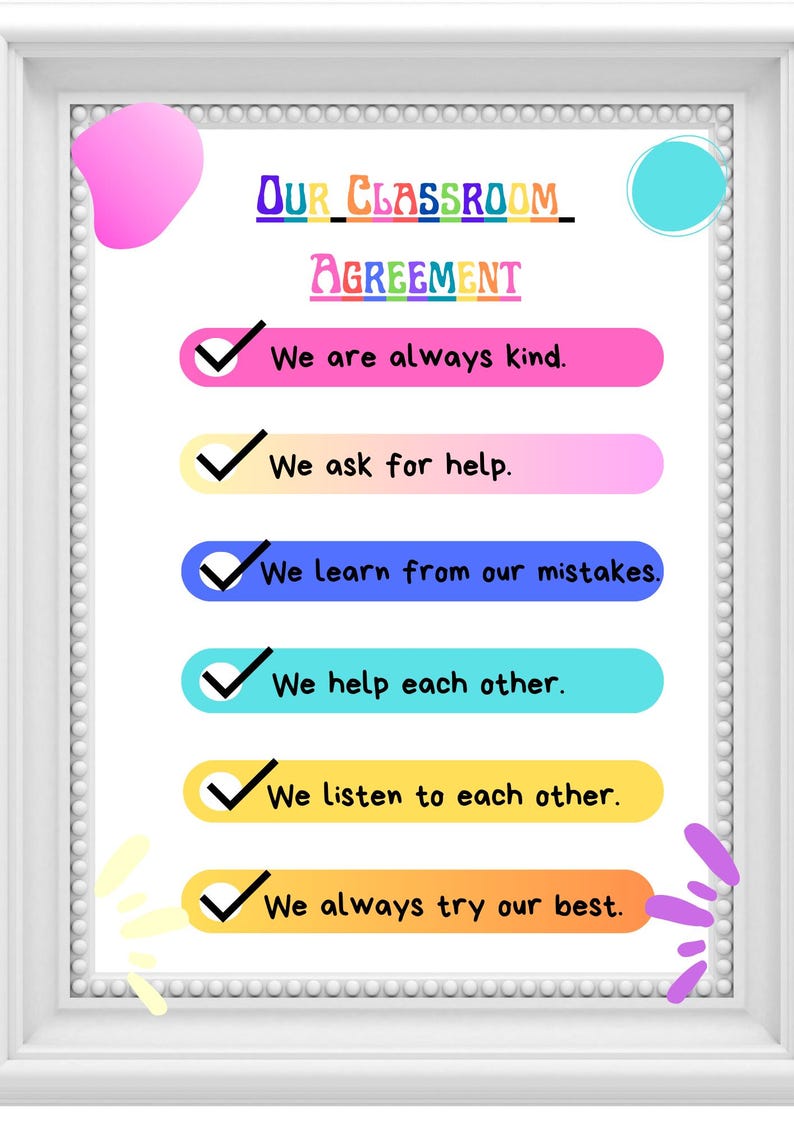 Classroom Rules - Classroom Poster - Classroom Agreement - Classroom ...