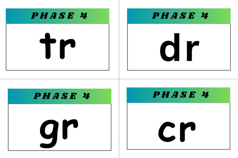 Phase 4 Phonics Flash Cards: Reading & Tricky Words (digital Download ...