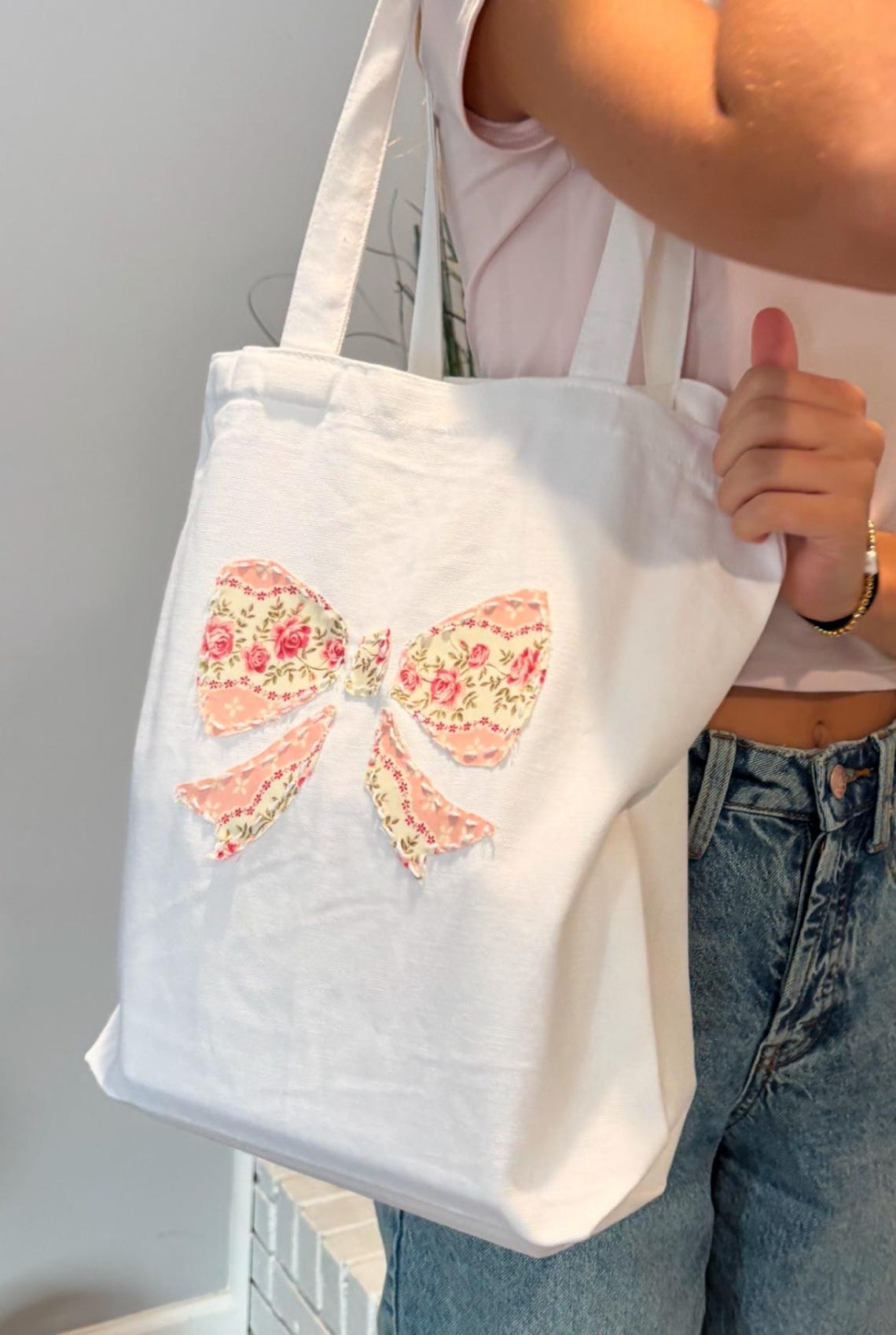 Bow Patchwork Tote Bag - Etsy