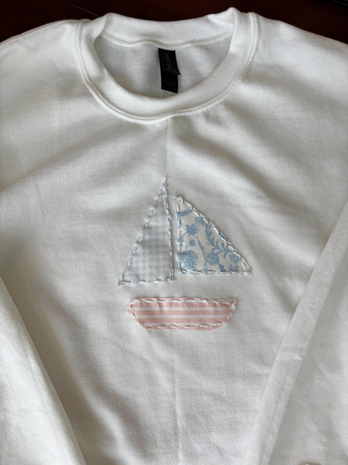 Sailboat Patchwork Crewneck - Etsy