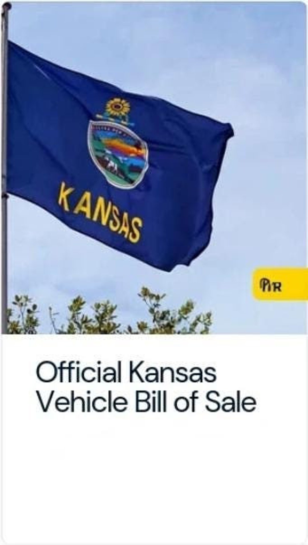 Kansas Vehicle Bill of Sale Template – Printable & Editable PDF for Car ...