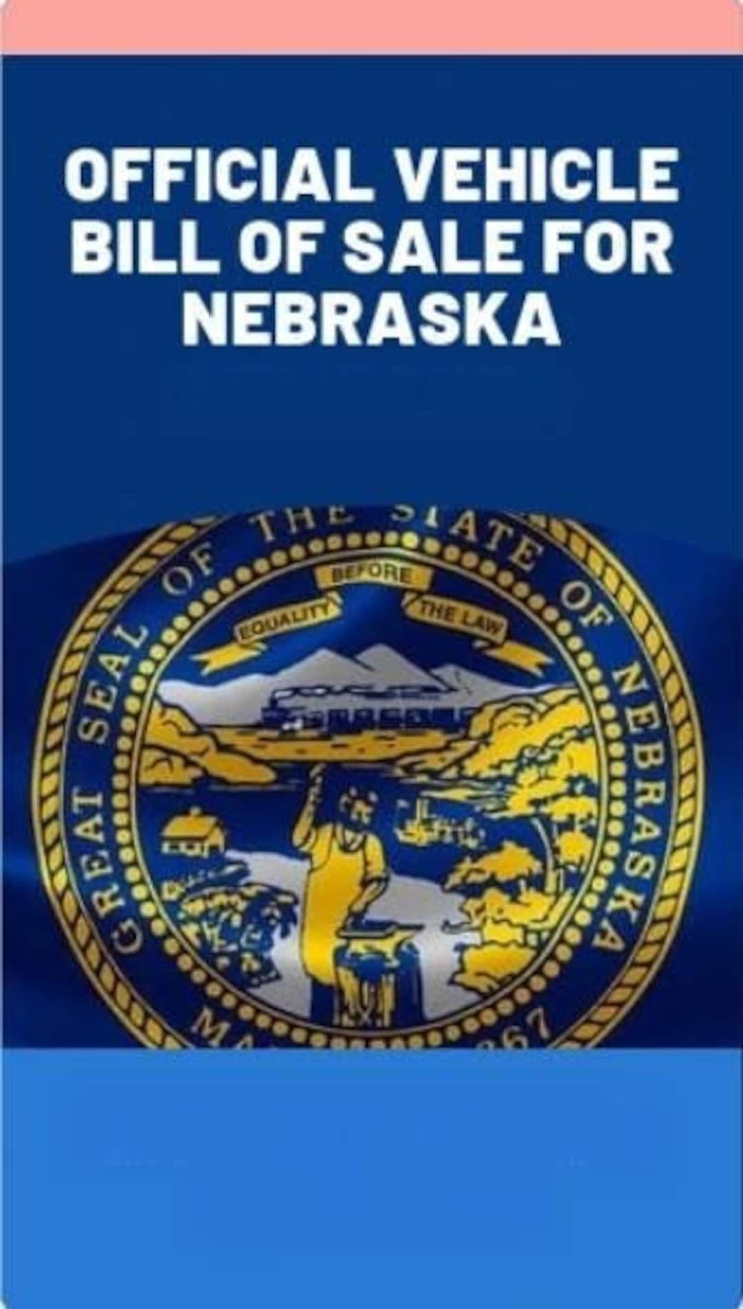 Nebraska Vehicle Bill of Sale Template – Printable & Editable PDF for ...