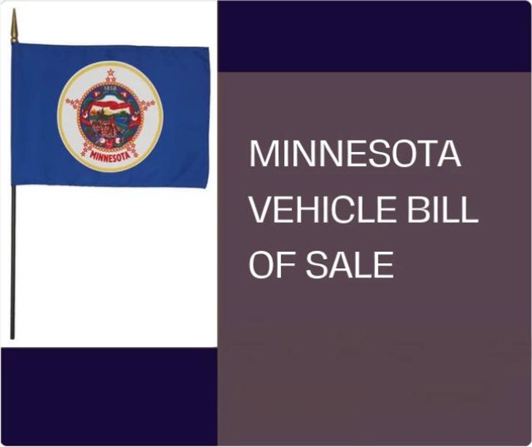 Minnesota Vehicle Bill of Sale Template – Printable & Editable PDF for ...