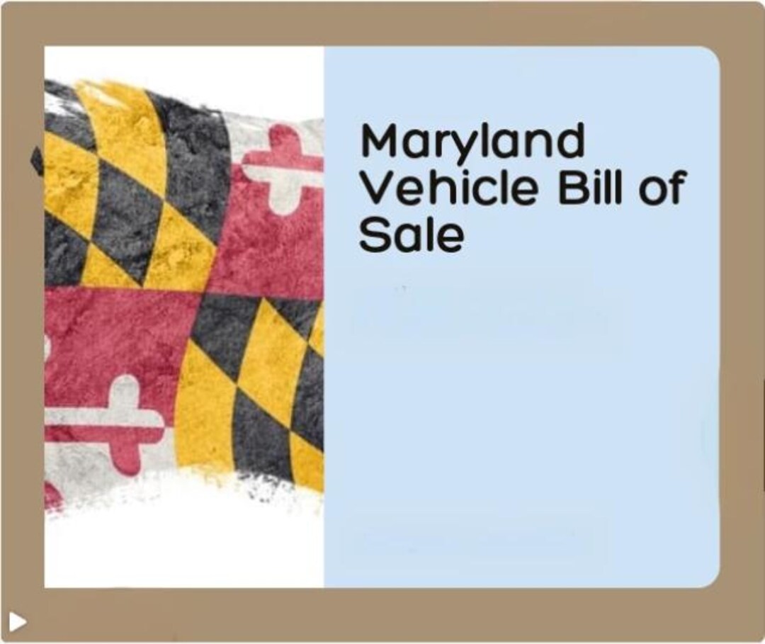 Maryland Vehicle Bill of Sale Template – Printable & Editable PDF for ...