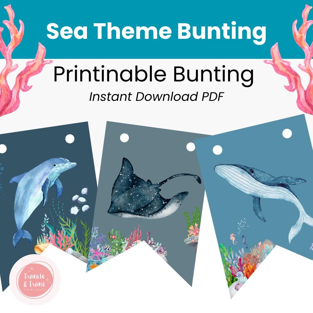 Sea Theme Printable Bunting, PDF, Instant Download, DIY Banner, Kids ...