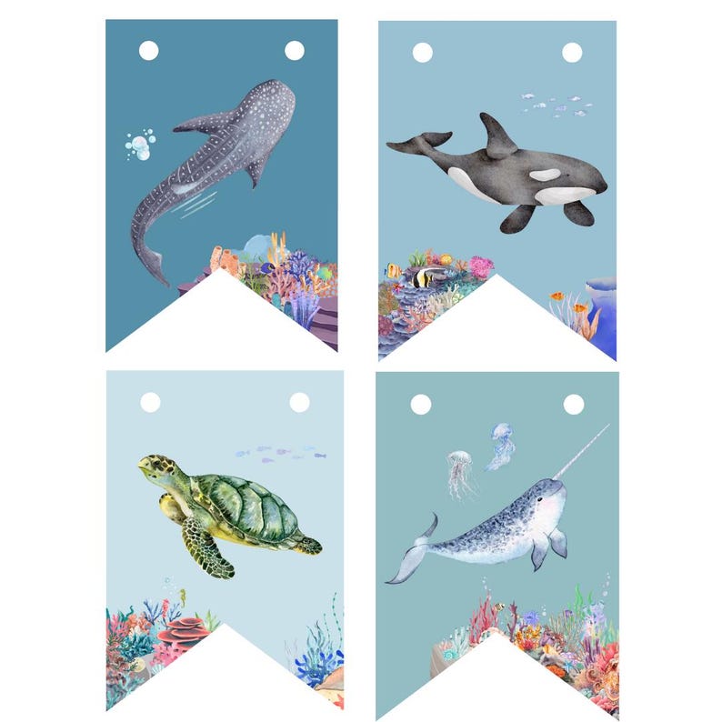 Sea Theme Printable Bunting, PDF, Instant Download, DIY Banner, Kids ...