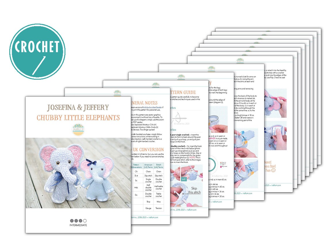 CROCHET PATTERN Josefina and Jeffery Chubby Little Elephants | Etsy