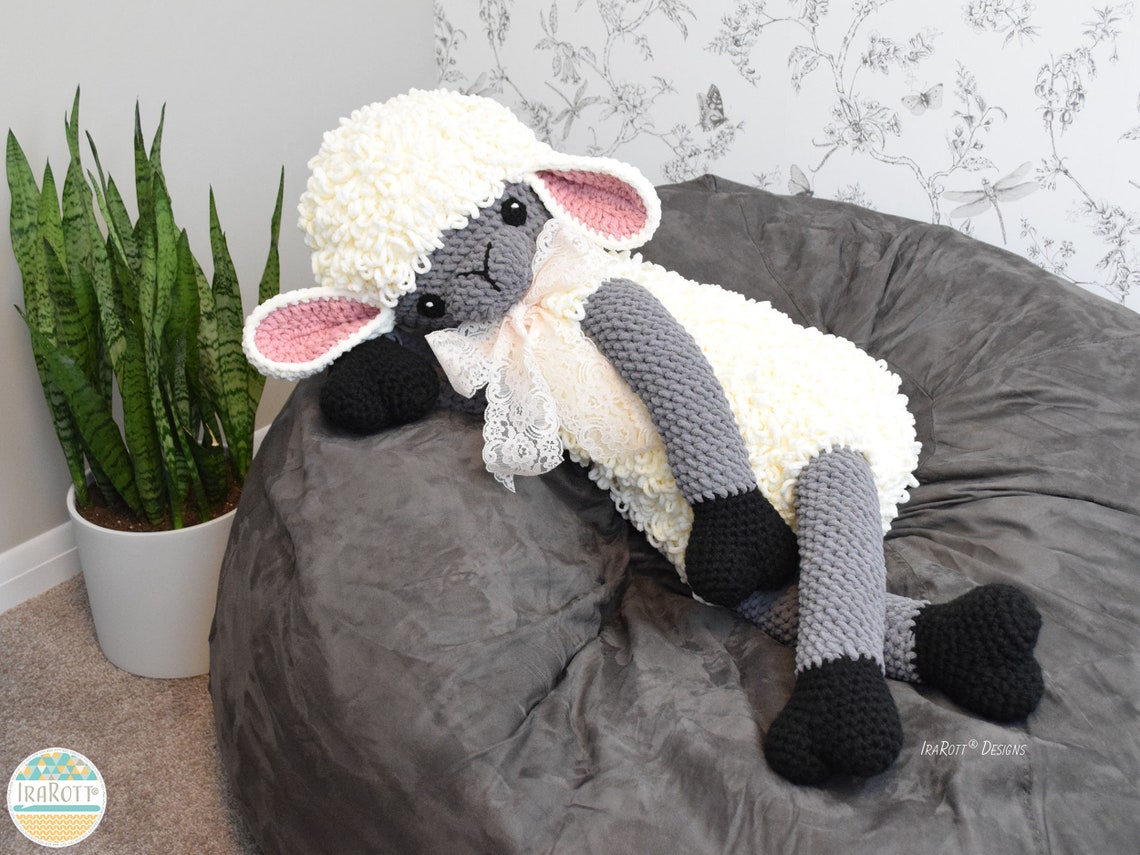 Sheep Amigurumi Crochet Pattern PDF, Giant Crochet Lamb Plush, Jumbo ...