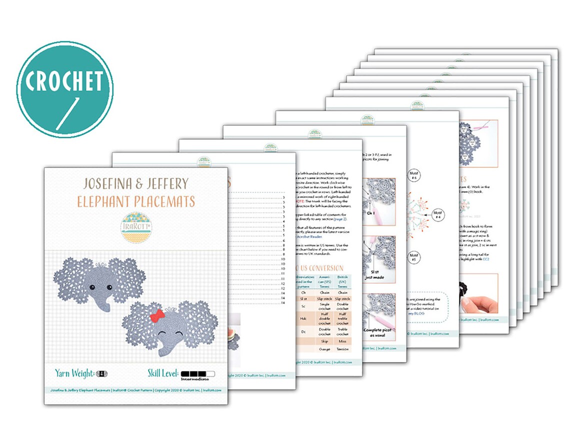 CROCHET PATTERN Josefina and Jeffery Elephant Placemat - Etsy