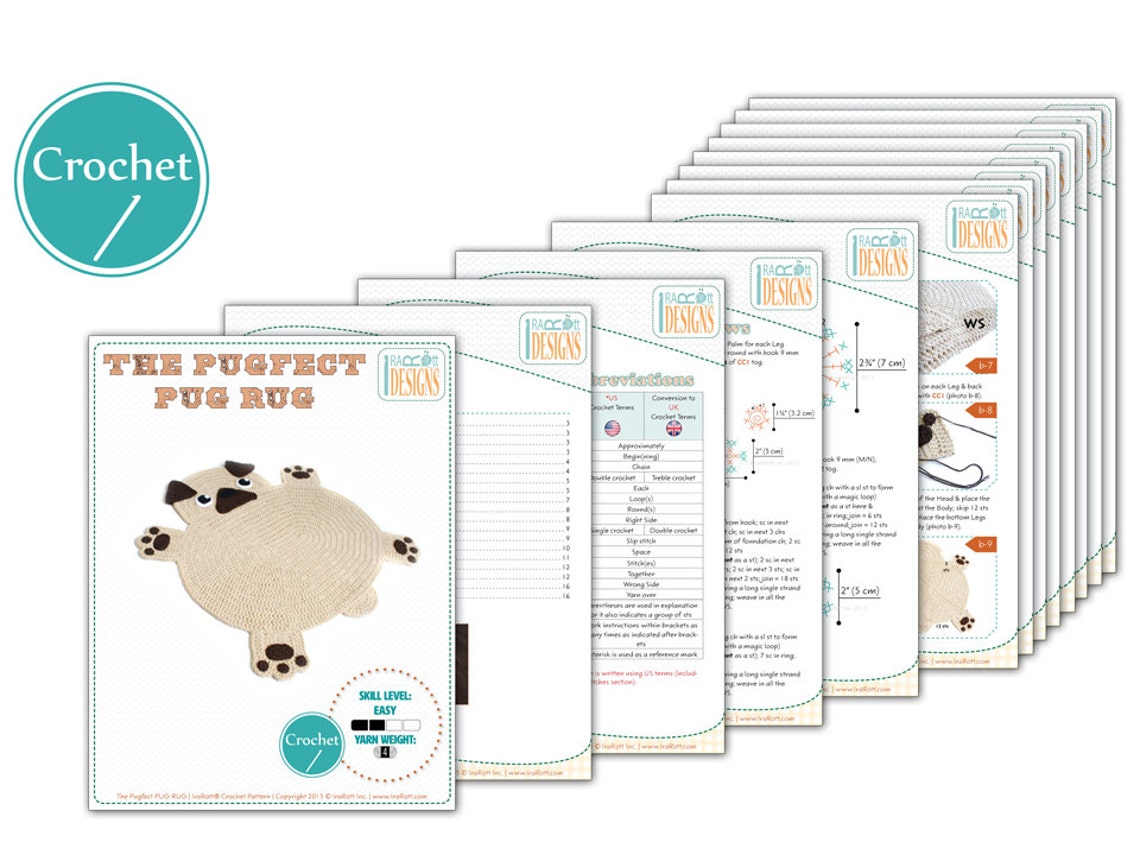 CROCHET PATTERN The Pugfect Pug Puppy Dog Animal Rug | Etsy