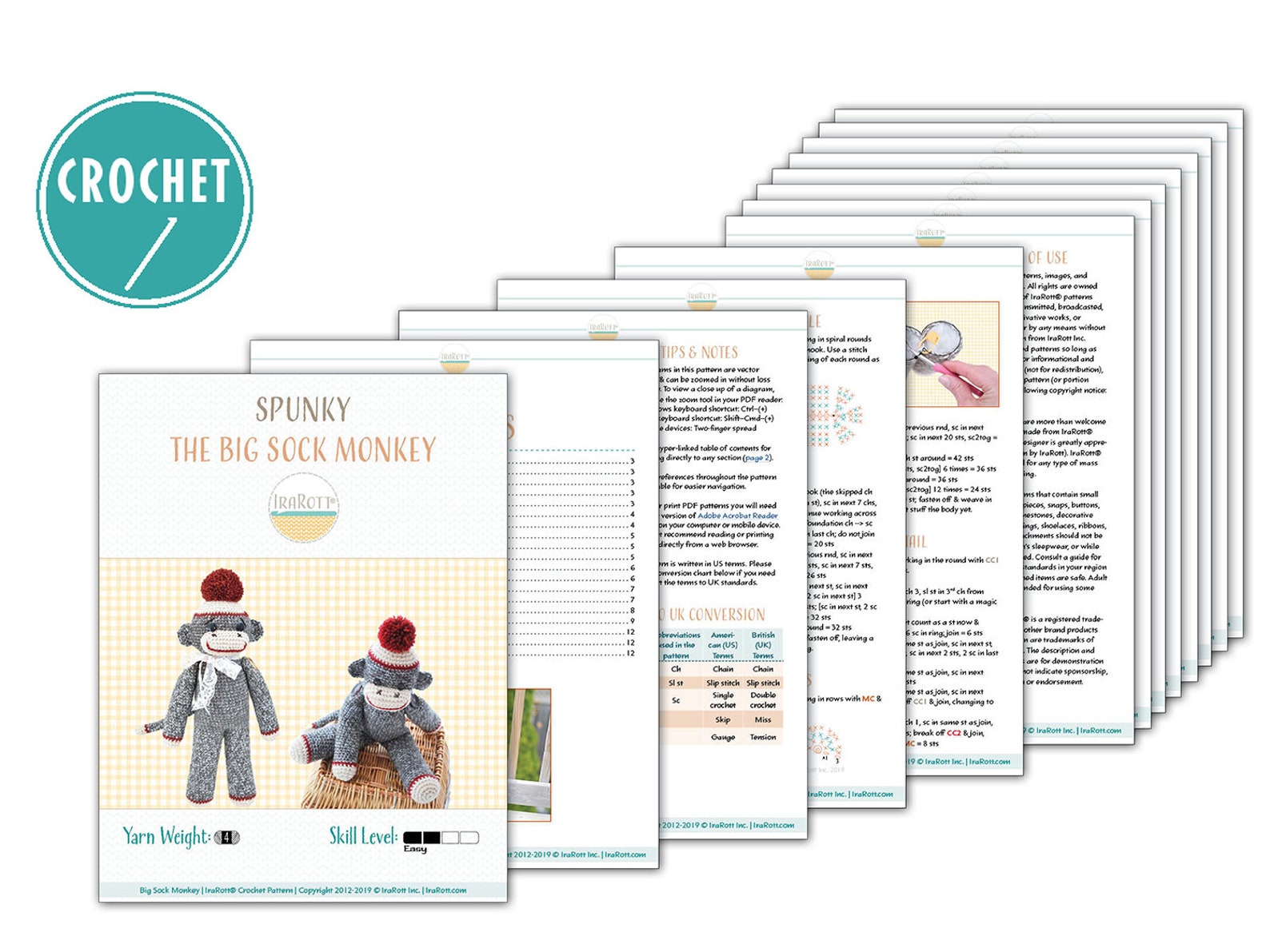 CROCHET PATTERN Spunky The Big Sock Monkey Amigurumi | Etsy
