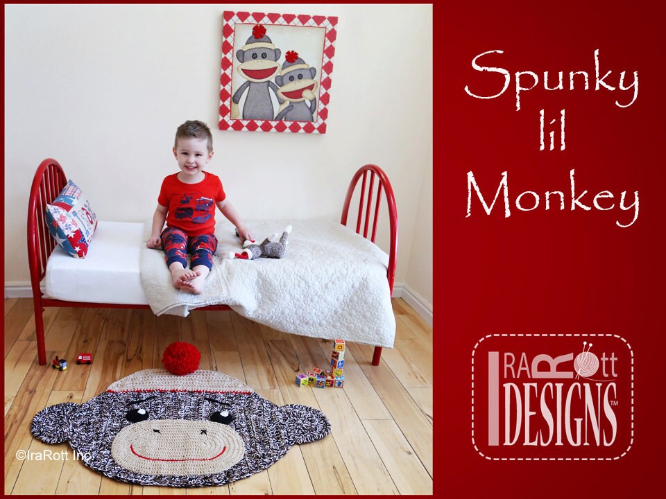 CROCHET PATTERN Spunky the Sock Monkey Animal Rug | Etsy