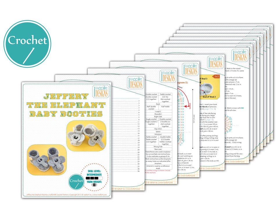 CROCHET PATTERN Jeffery the Elephant Double Sole Baby Booties | Etsy