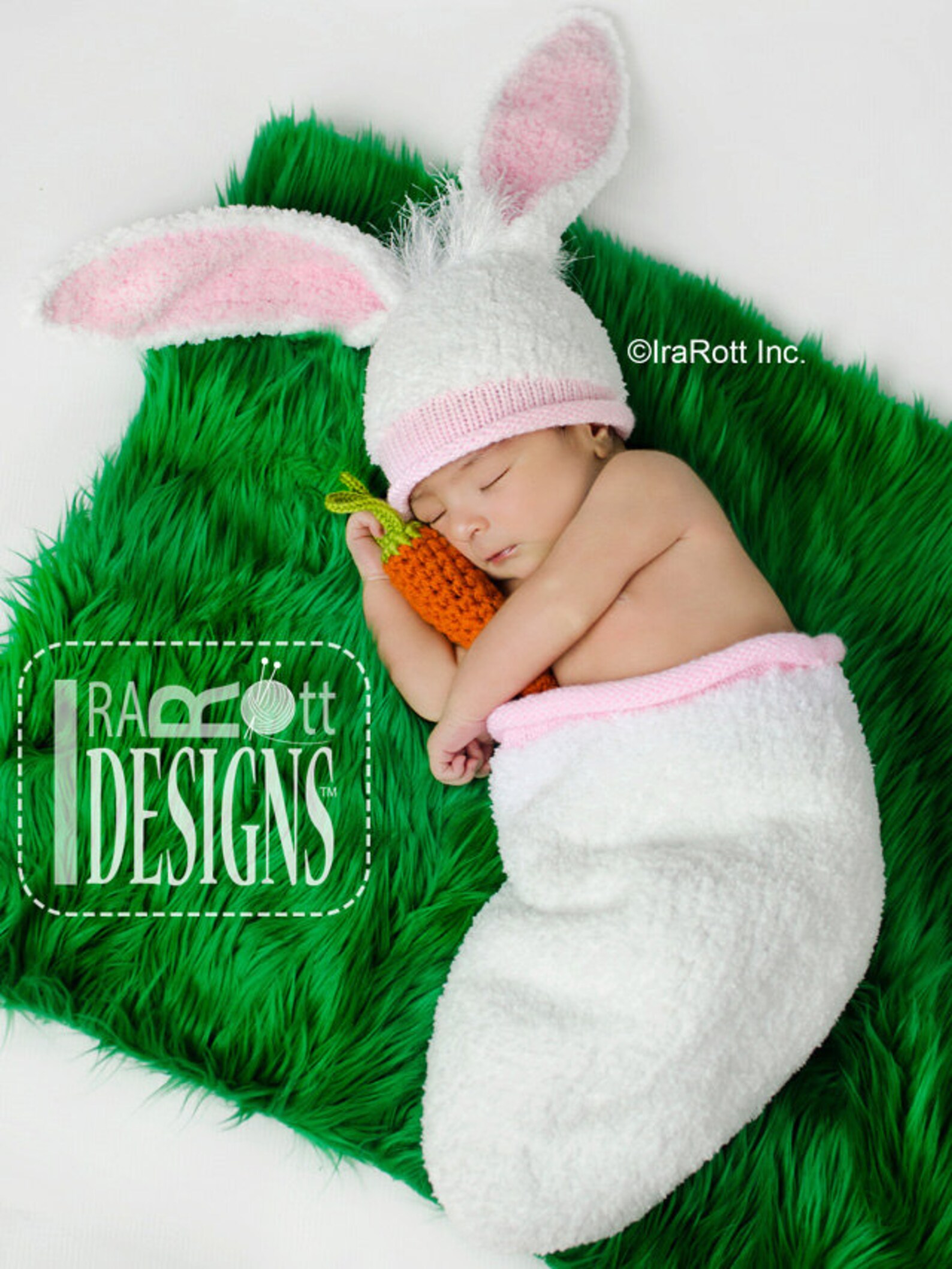 KNITTING PATTERN Bunny Rabbit Baby Hat With Carrot and Cocoon - Etsy