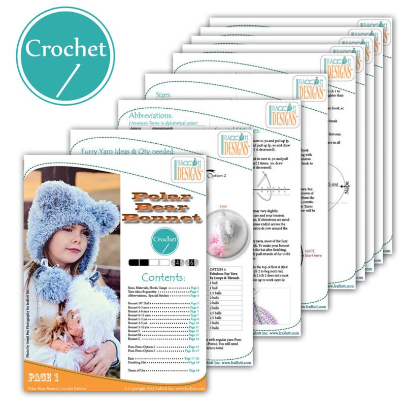 CROCHET PATTERN Fuzzy Polar Bear Hat Bonnet - Etsy