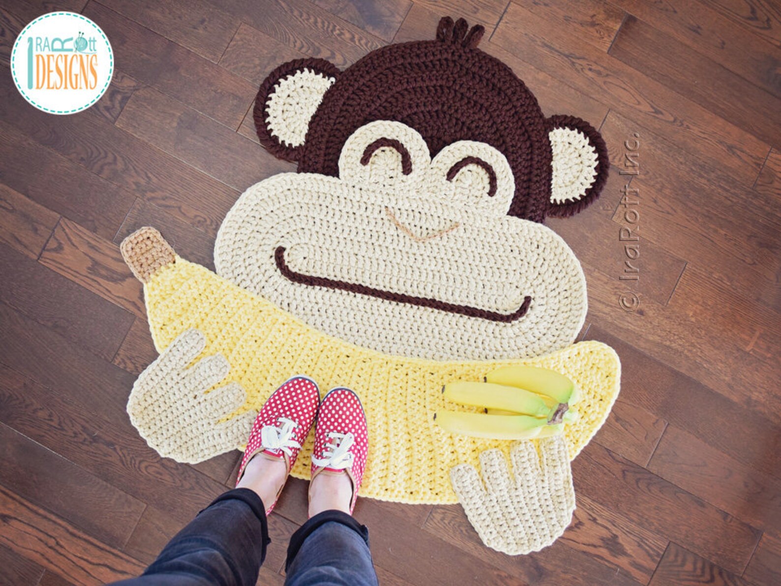 CROCHET PATTERN Chimpanzee Banana Monkey Animal Rug - Etsy
