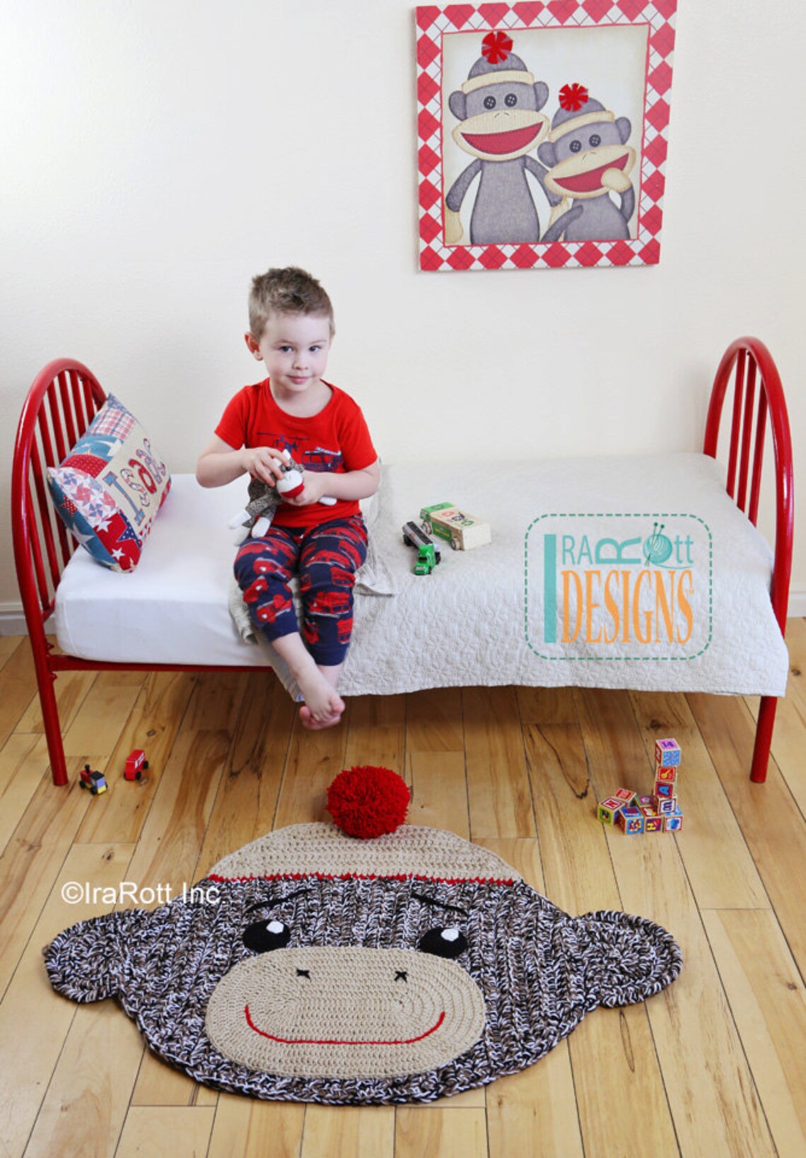 CROCHET PATTERN Spunky the Sock Monkey Animal Rug | Etsy