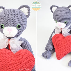 CROCHET PATTERN Sassy the Kitty Cat With Heart Big Amigurumi - Etsy Canada