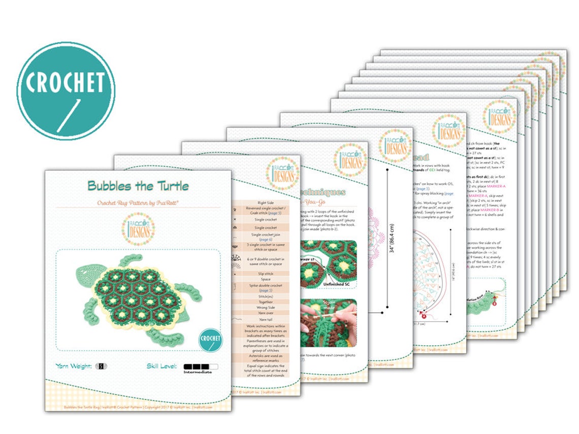 CROCHET PATTERN Bubbles the Turtle Animal Rug - Etsy