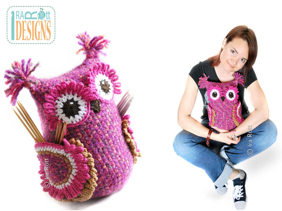 CROCHET PATTERN Hooty the Owl Buddy Hooks and Needles Organizer ...
