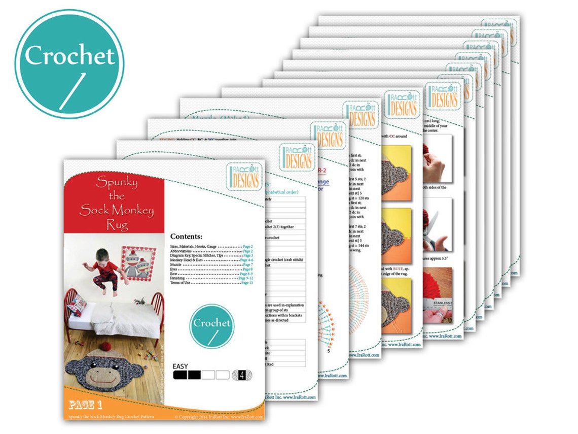 CROCHET PATTERN Spunky the Sock Monkey Animal Rug | Etsy