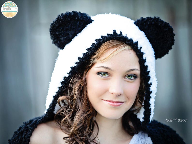 Panda Scood Crochet Pattern – Hooded Scarf with Paw-Print Pockets and ...