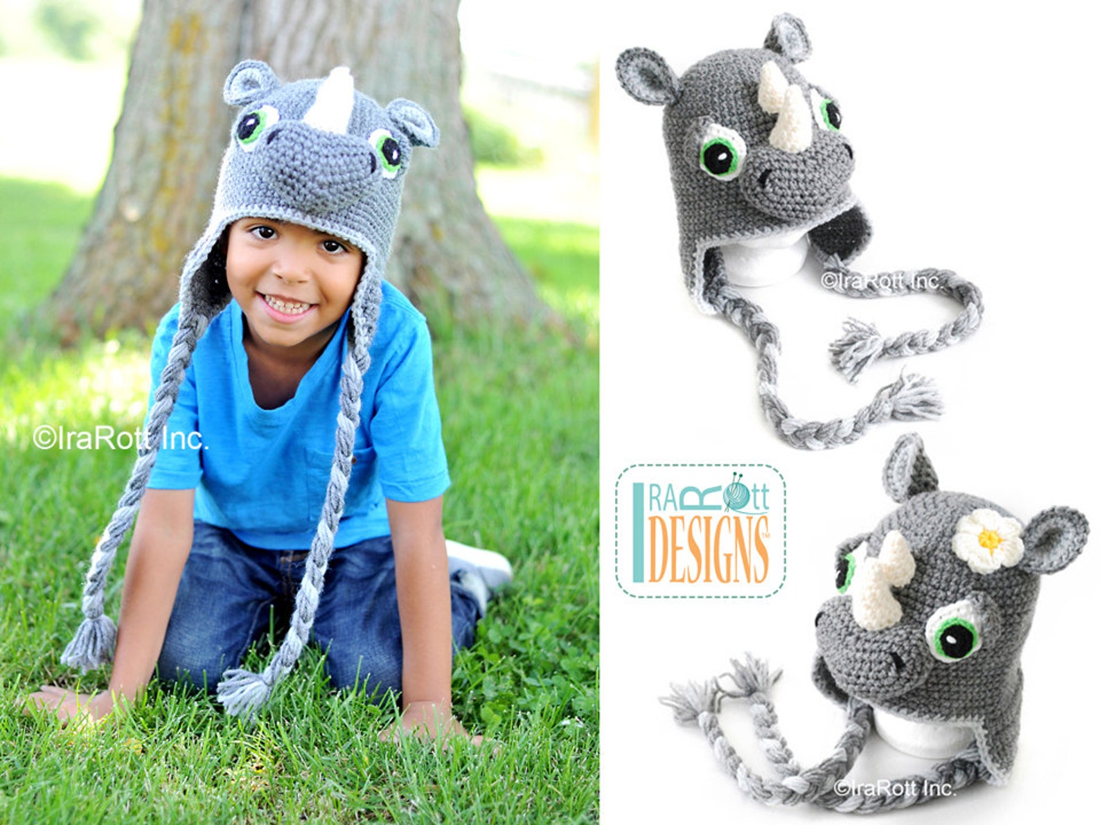 CROCHET PATTERN Riley Rhino the Rhinoceros Animal Hat - Etsy