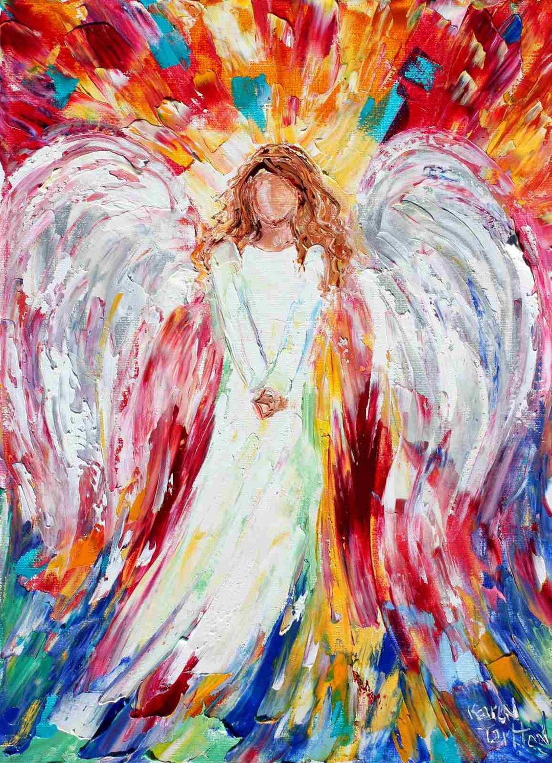 Joyous Angel Print - Printed on Watercolor Paper From Image of Past Oil ...