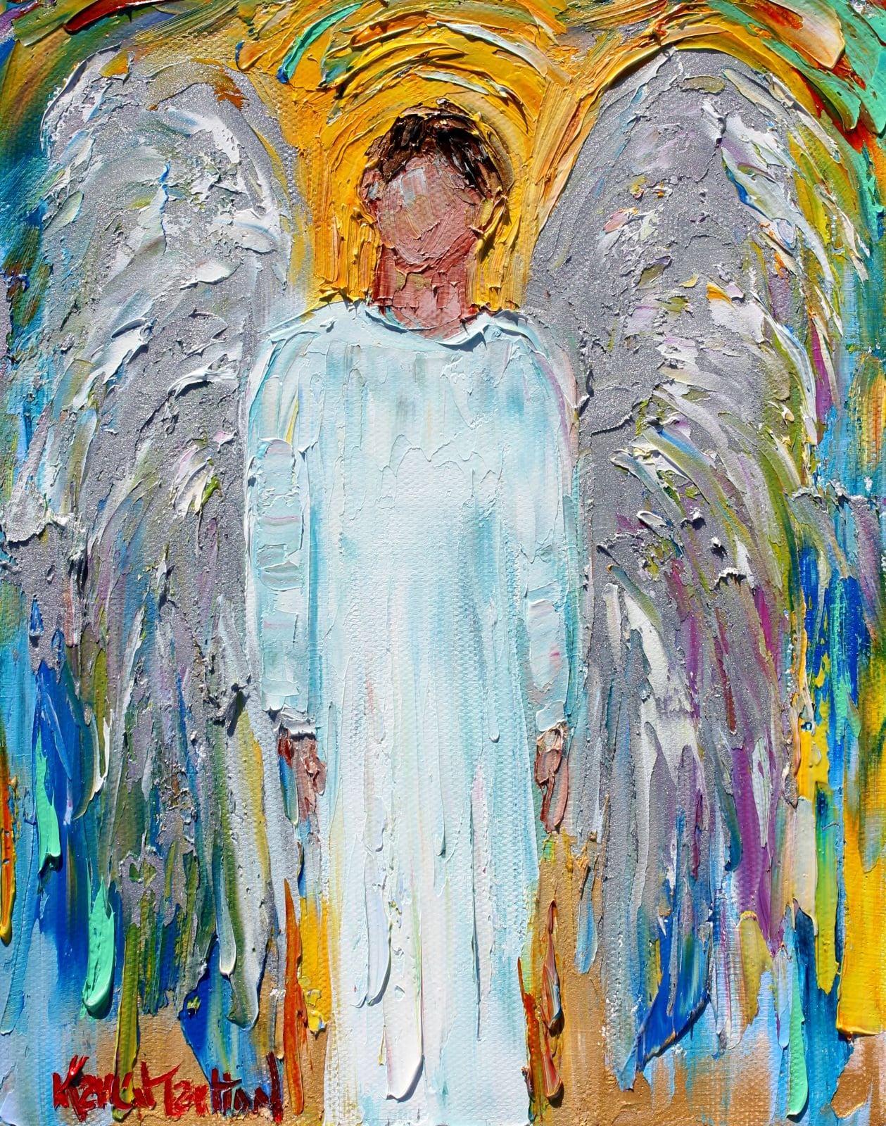 Male Angel painting original oil abstract impressionism fine art ...