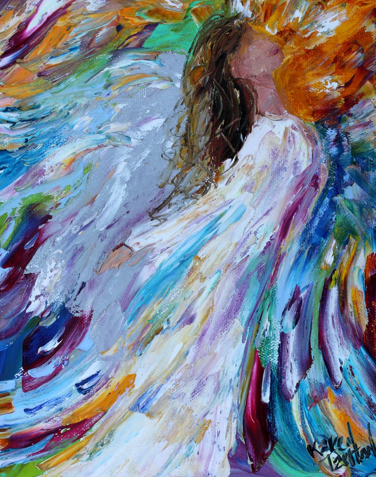Angel Rising painting original oil abstract impressionism fine art on ...