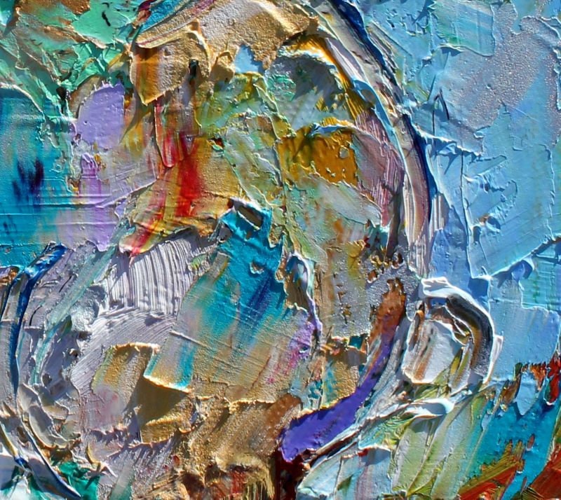 Rabbit painting original oil abstract impressionism fine art impasto on ...