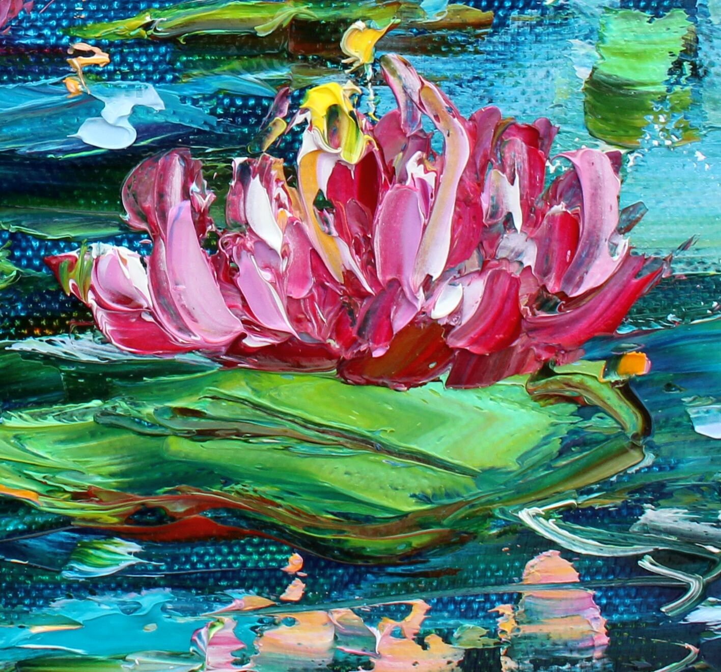 Water Lily painting, waterlilies art, original oil abstract ...