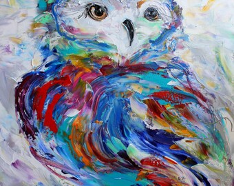 Colorful Owl Print | Etsy